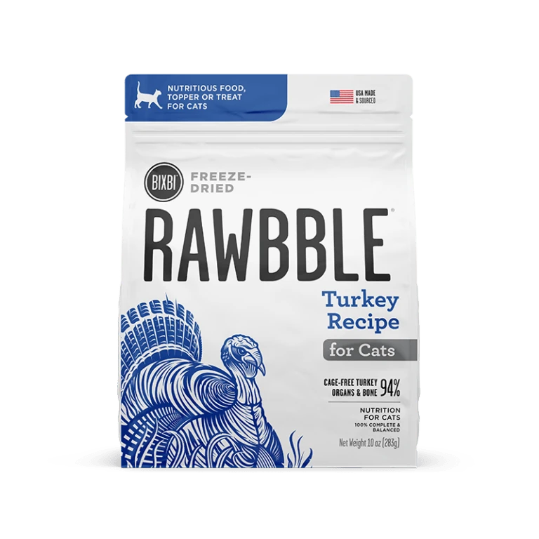 Rawbble® Freeze-Dried Food for Cats - Turkey Recipe • BIXBI